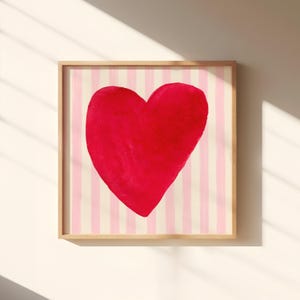 Red Heart Square Print: Valentine's Day Trendy Decor, Digital Downloads ...