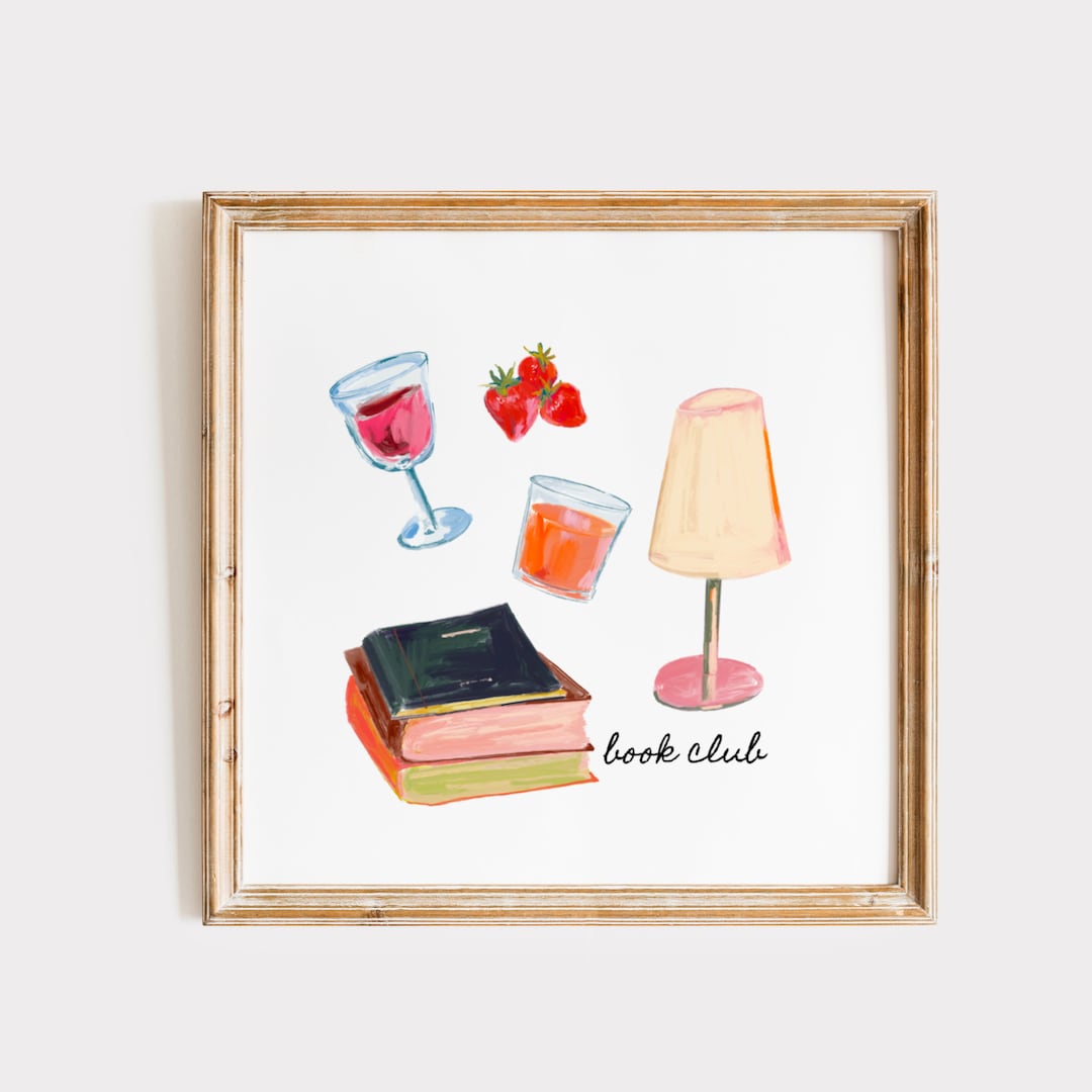 Book Club Watercolor Print, INSTANT Digital Downloadable Wall Art ...