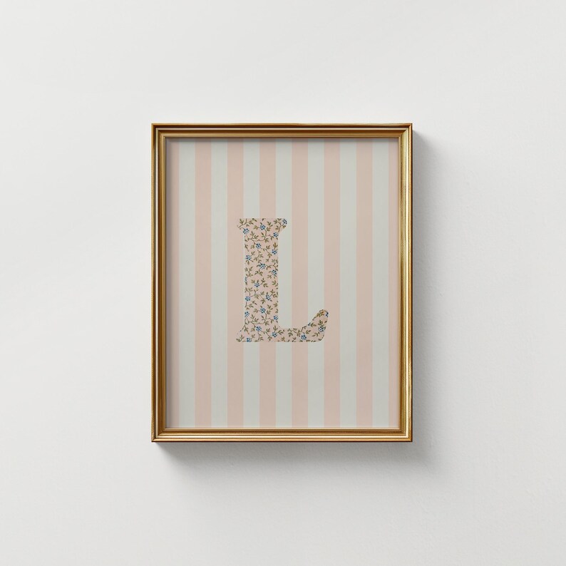 Floral Initial Letter L Print: Watercolor Initial Art, Digital ...