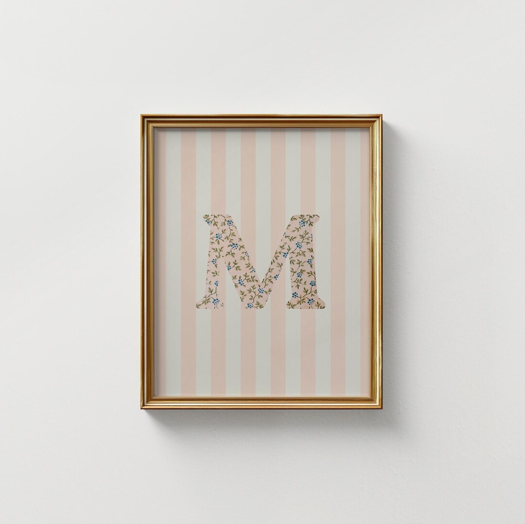 M, Initial Print, Floral Letter, Digital Download, Watercolor Art, Gift ...
