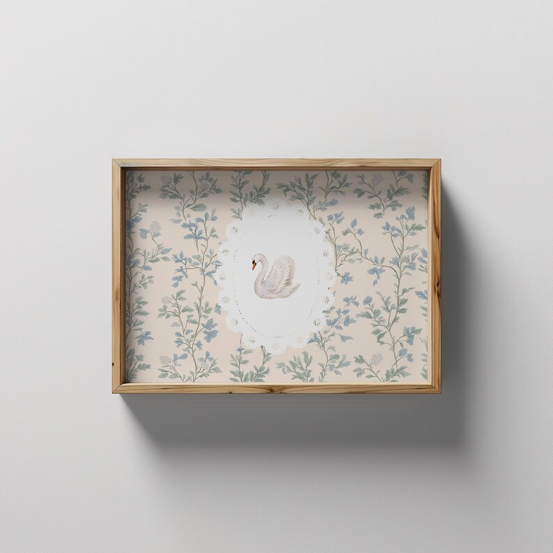 Swan Vintage Inspired Victorian Watercolor Floral Digital Prints ...