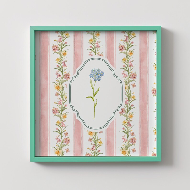 Vintage Floral Print: Square Wall Art, Trendy Decor, Digital Downloads ...