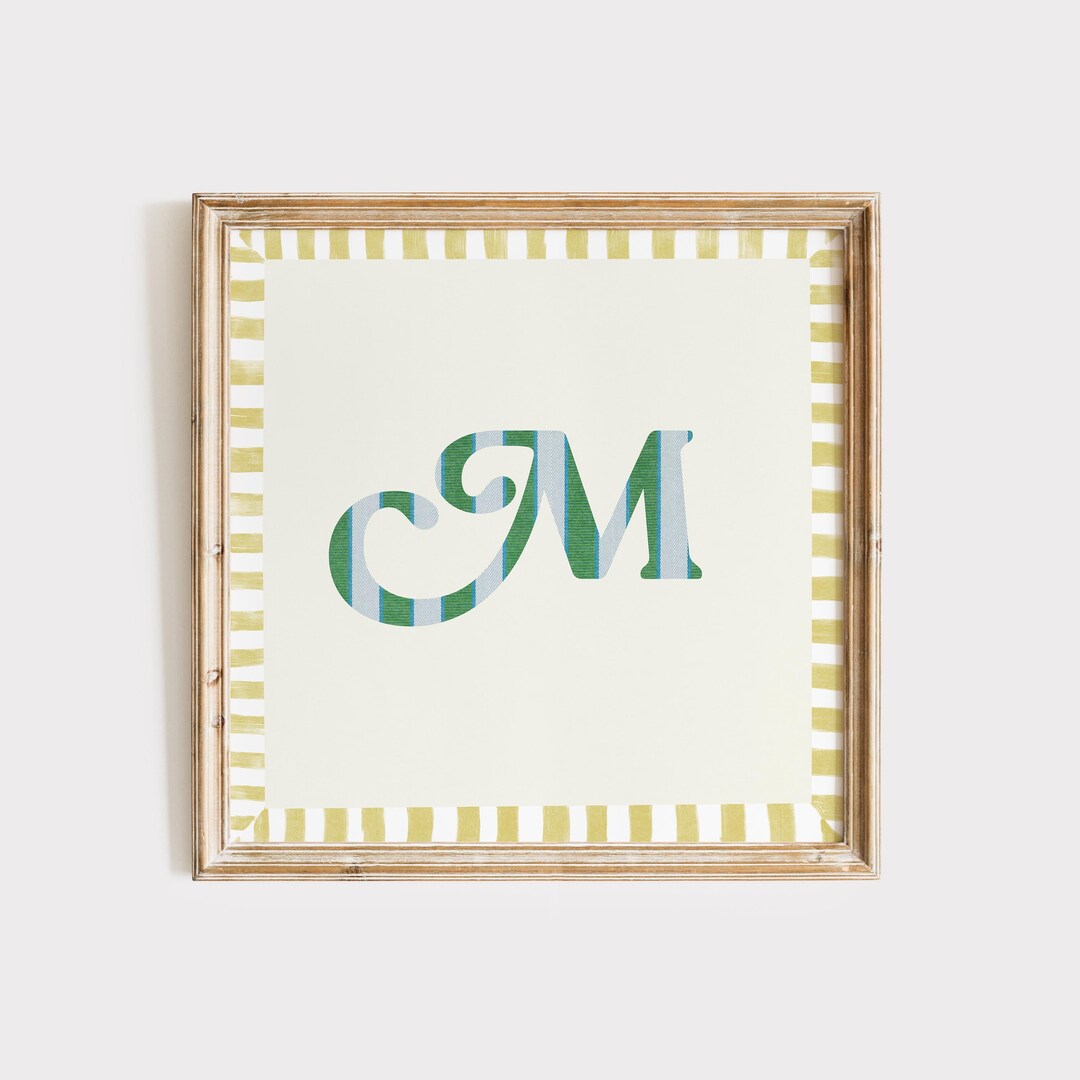 Floral Initial Letter M Initial Print: Vintage Watercolor Art, Digital ...
