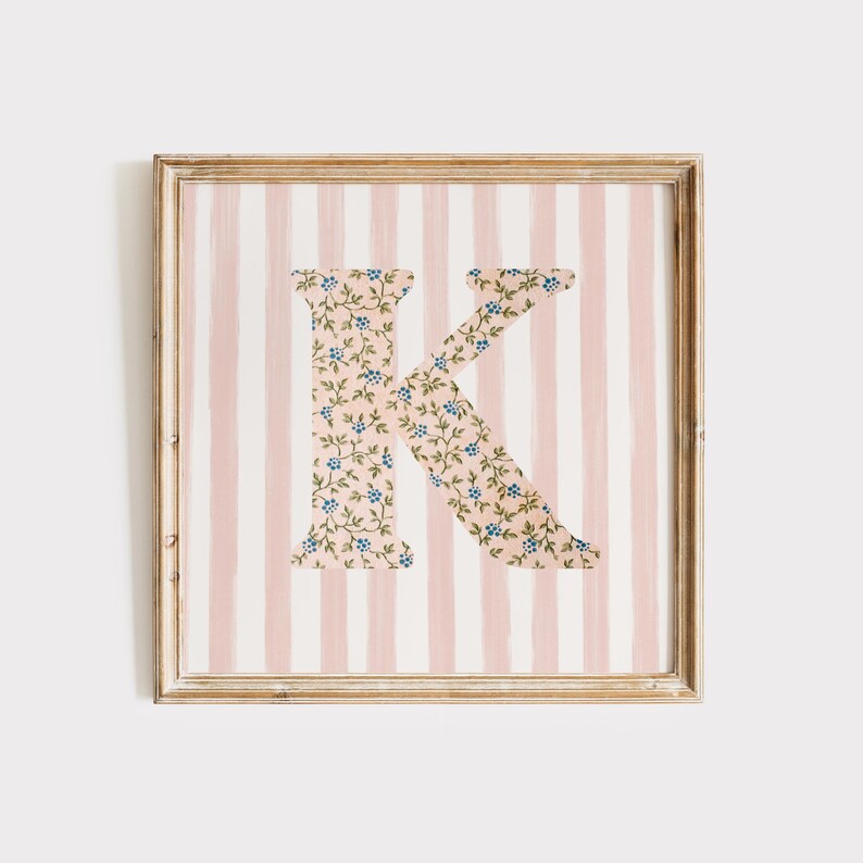 Floral Initial Letter K Print: Vintage Watercolor Initial, Digital ...