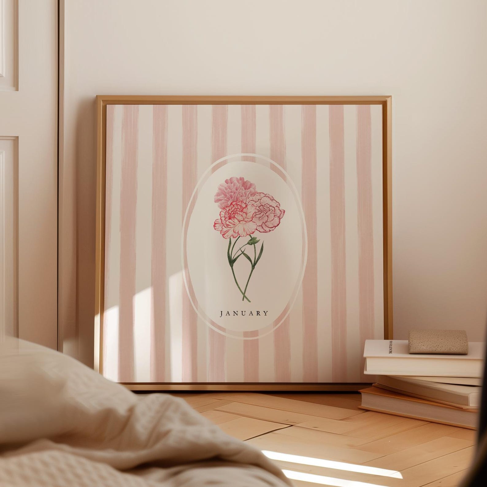January Birth Flower Print: Carnation Wall Art, Digital Download ...
