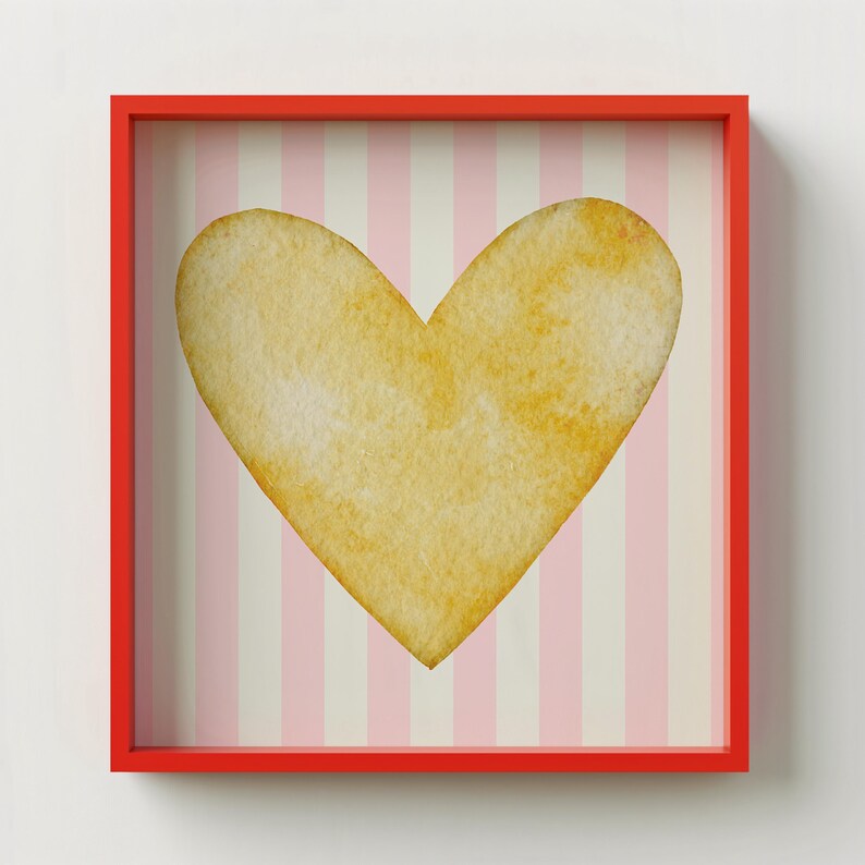 Bright Yellow Heart Print: Trendy Wall Decor, Digital Downloads, Art ...