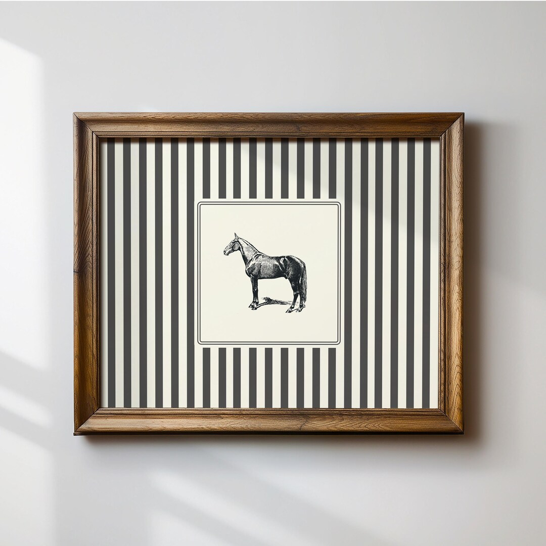Minimalist Black and White Horse Horizontal Print, INSTANT Digital ...