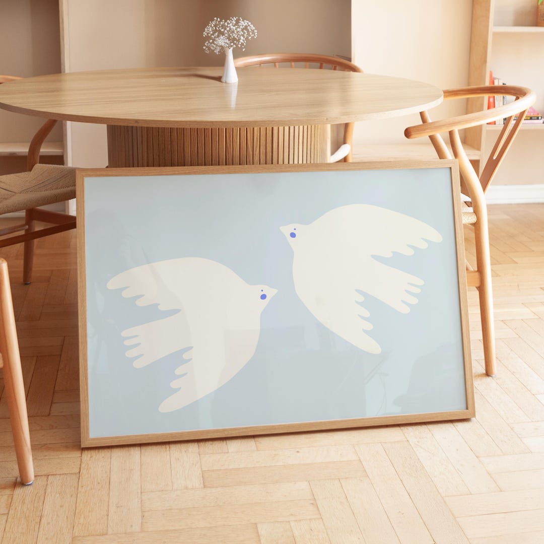 Double Dove Art Print, Horizontal Print, Digital Downloadable Wall Art ...