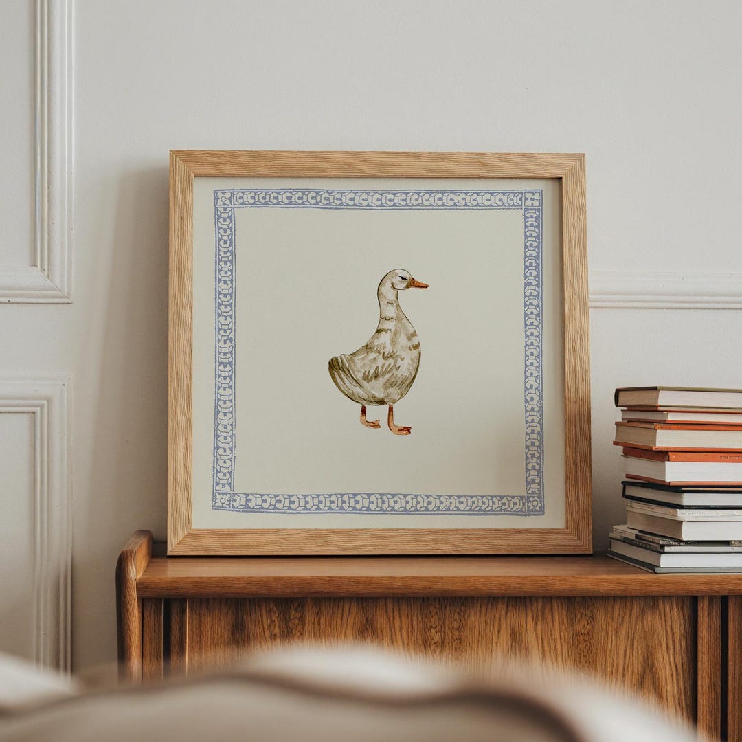 Blue Framed Duck Square Print, INSTANT Digital Downloadable Wall Art ...