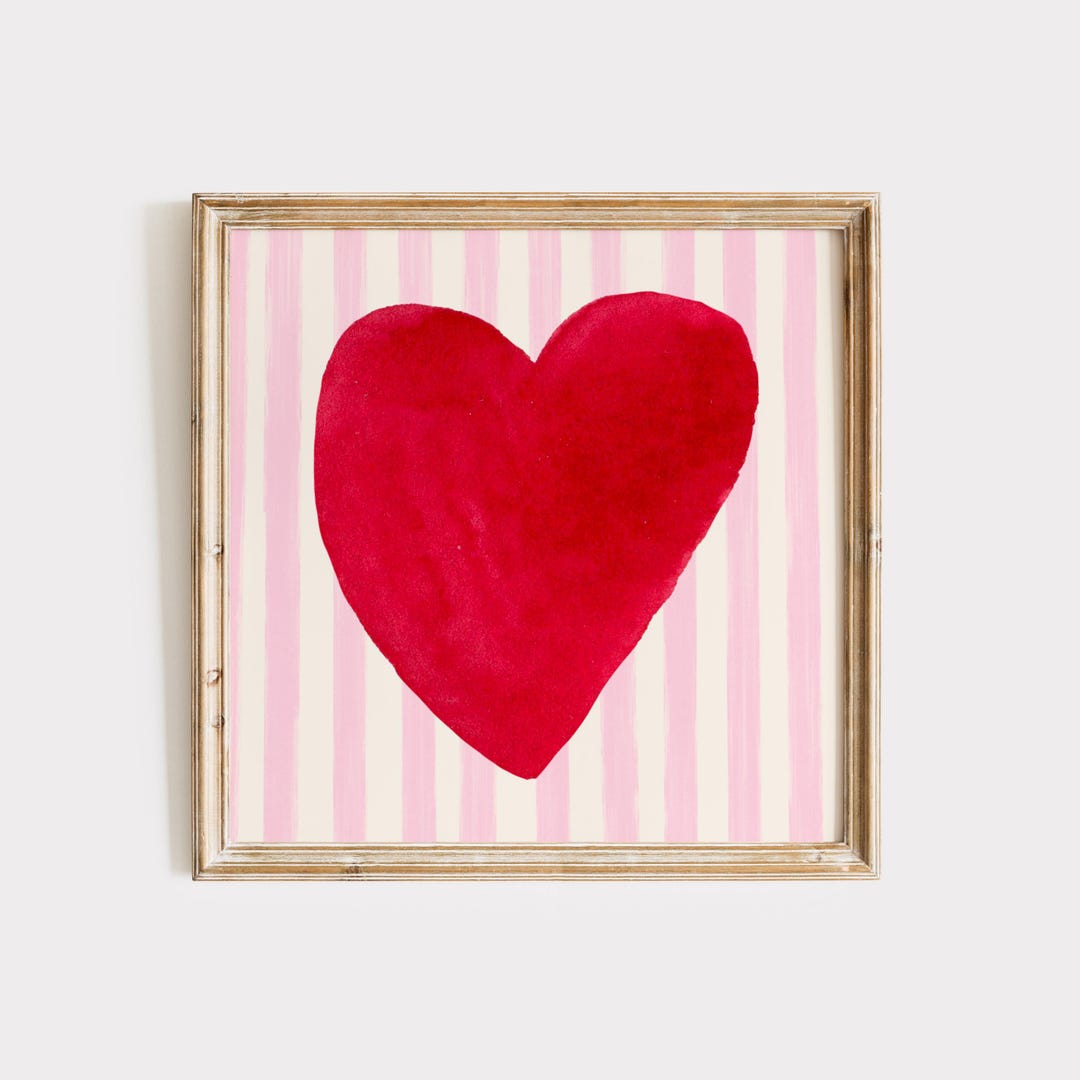Red Heart Square Print: Valentine's Day Trendy Decor, Digital Downloads ...