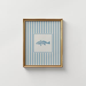 Minimalist Fish French Blue Print, Vertical, INSTANT Digital Download ...