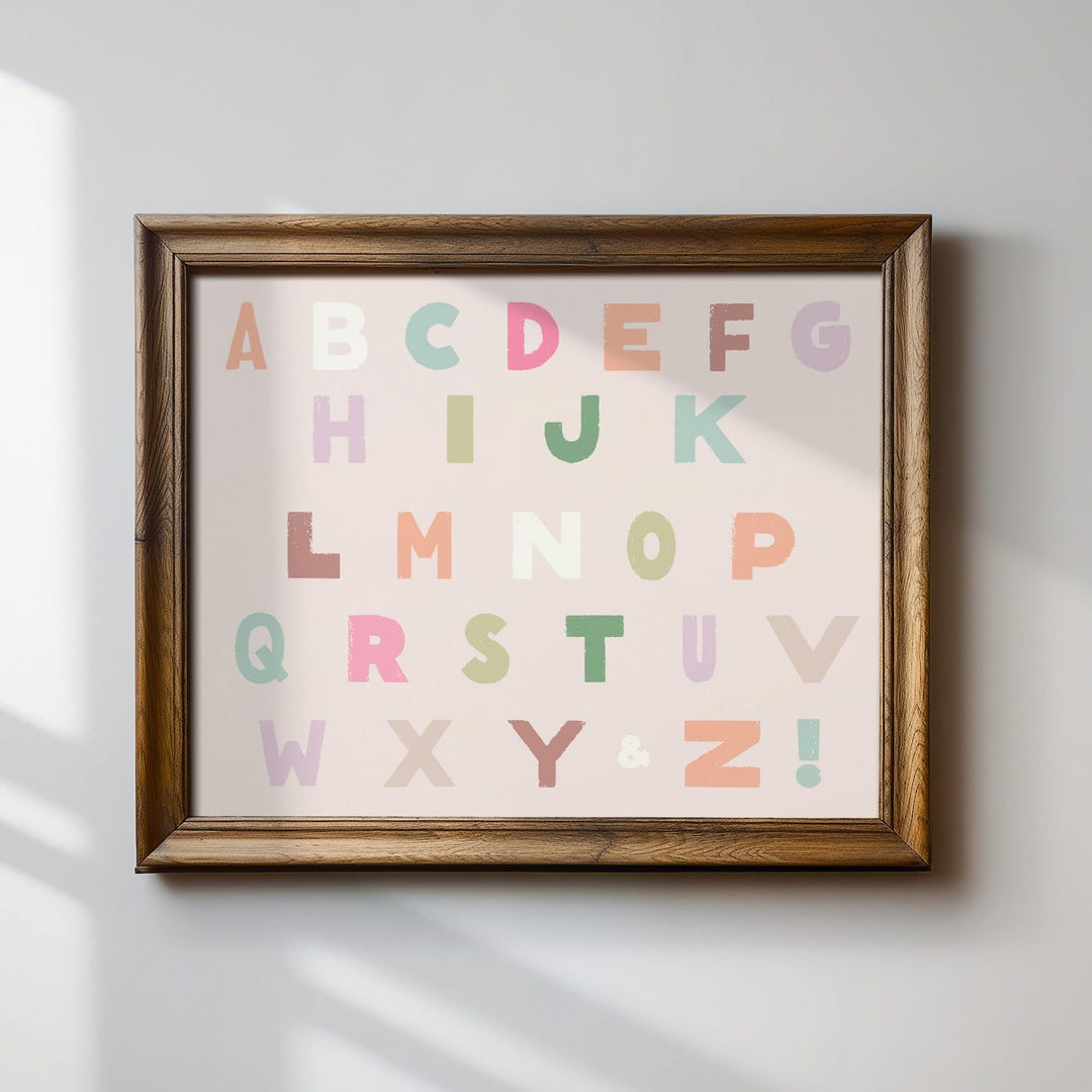 Alphabet Print: Pastel ABC Wall Art, Nursery Decor, Digital Downloads ...