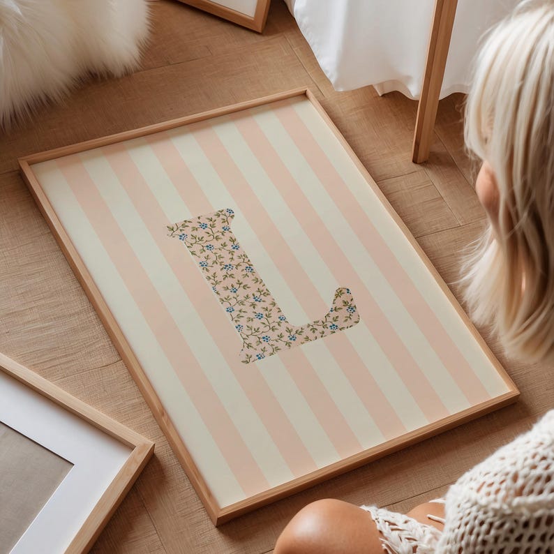 Floral Initial Letter L Print: Watercolor Initial Art, Digital ...