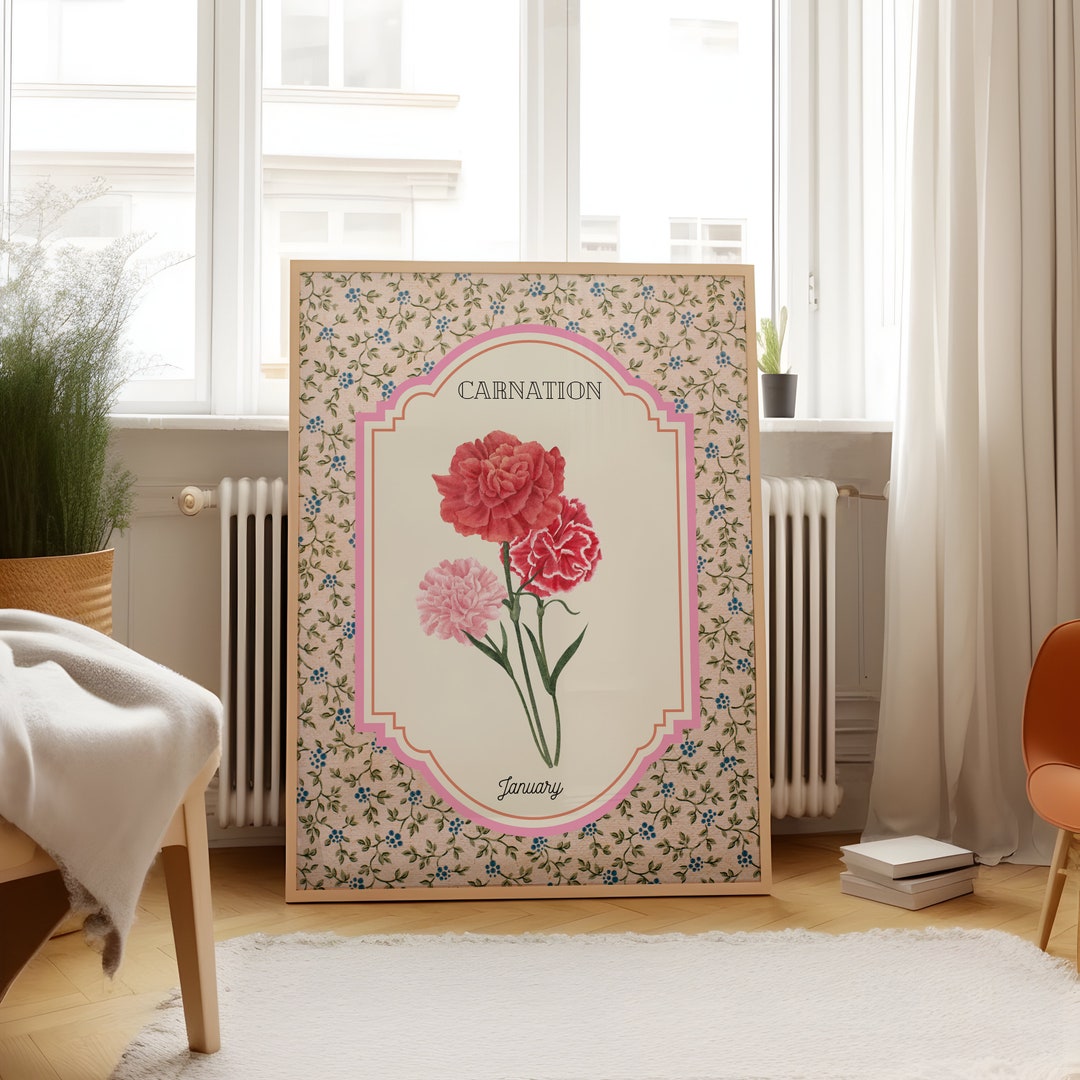 January Birth Flower Illustration Prints, 2 Print Bundle, Digital ...