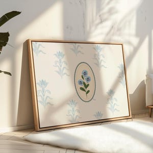 Blue Floral Watercolor Print: Cottagecore Botanical Art, Digital ...