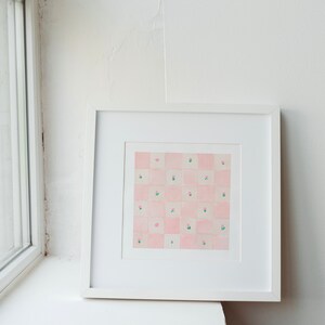 Pink Watercolor Checkered Square Print, INSTANT Digital Downloadable ...