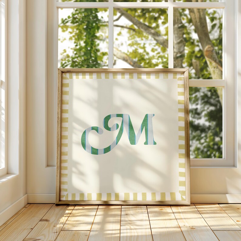 Floral Initial Letter M Initial Print: Vintage Watercolor Art, Digital ...