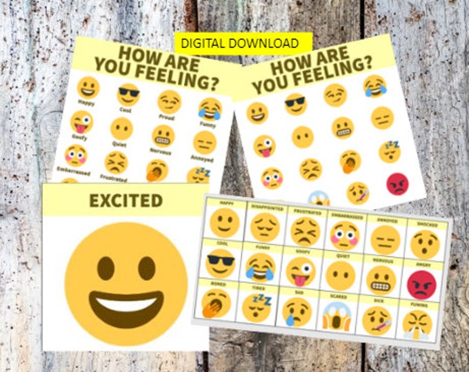 Emojis Feelings Chart Digital Print - Etsy Australia