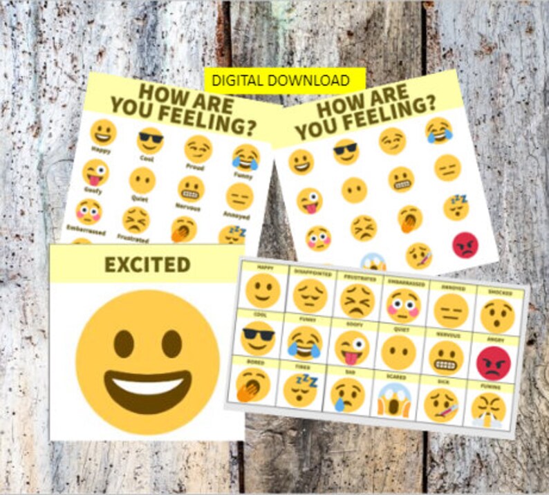 Emoji Printable Display / Feelings & Emotions Chart / Flashcards ...