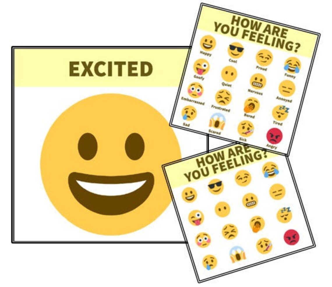 Emoji Printable Display / Feelings & Emotions Chart / Flashcards ...