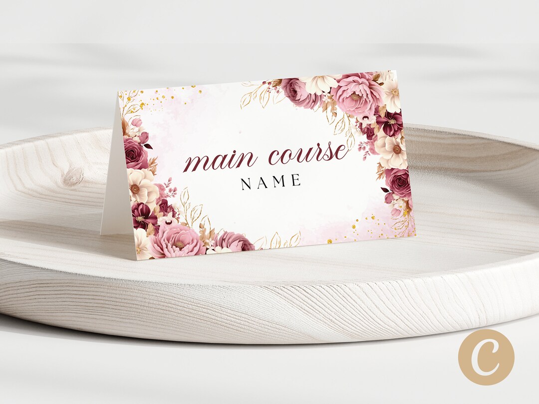 Elegant Dusty Pink Floral Nikkah Ceremony Food Label Canva Template for ...