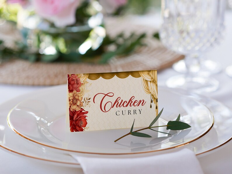 Mehndi Red Gold Editable Food Label Canva Template for Indian Wedding ...