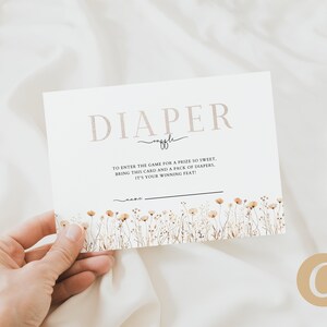 EDITABLE Beige Minimalist Diaper Raffle Game Card Canva Template for ...