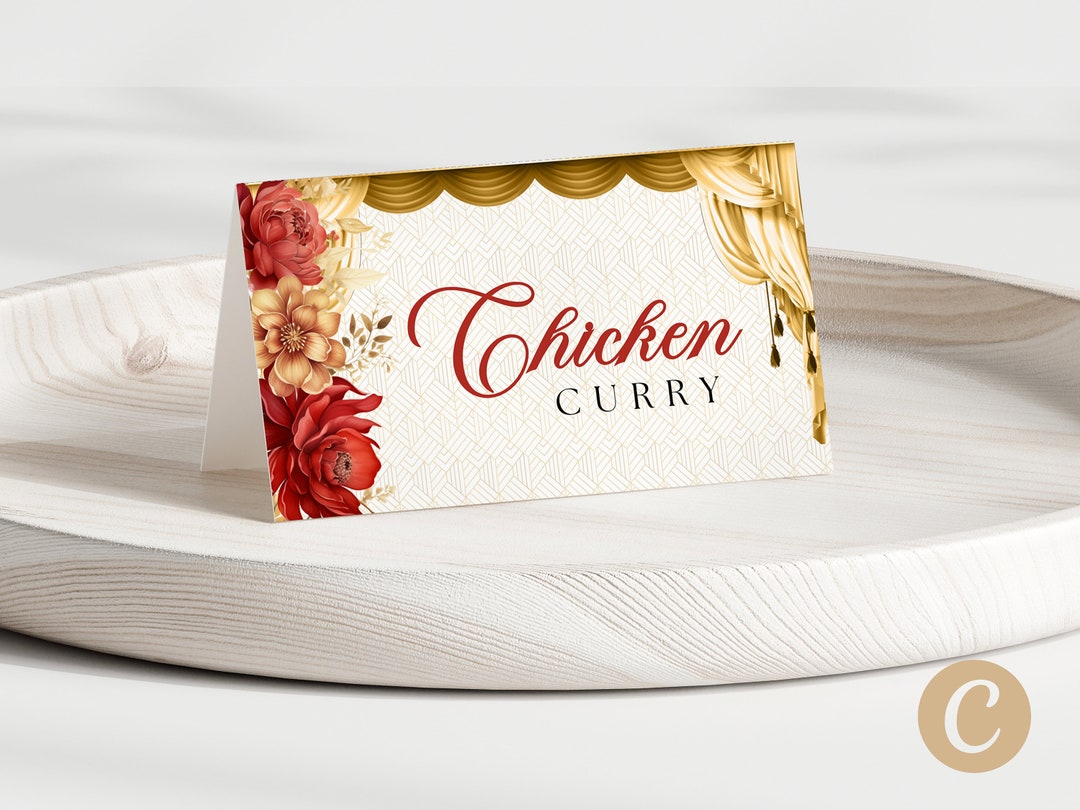 Mehndi Red Gold Editable Food Label Canva Template for Indian Wedding ...