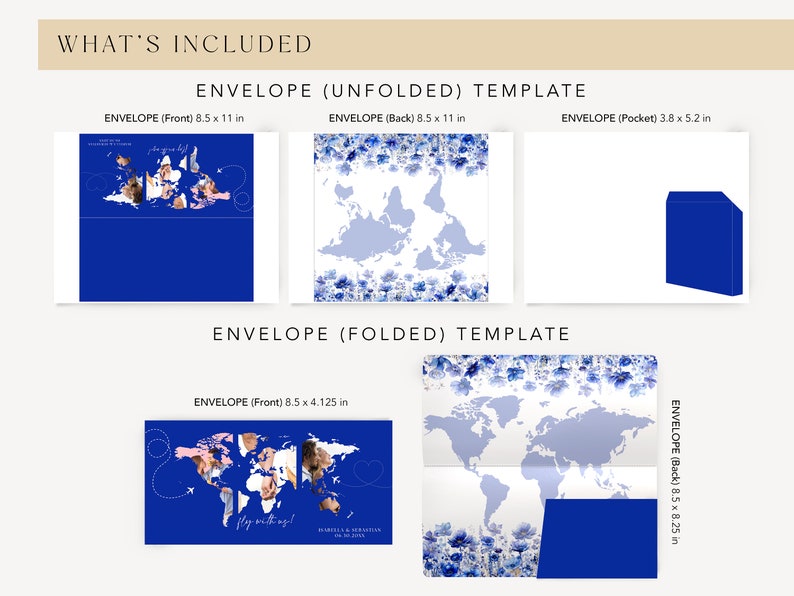 Royal Blue Passport Invitation Canva Template W/ Boarding Pass & Save ...