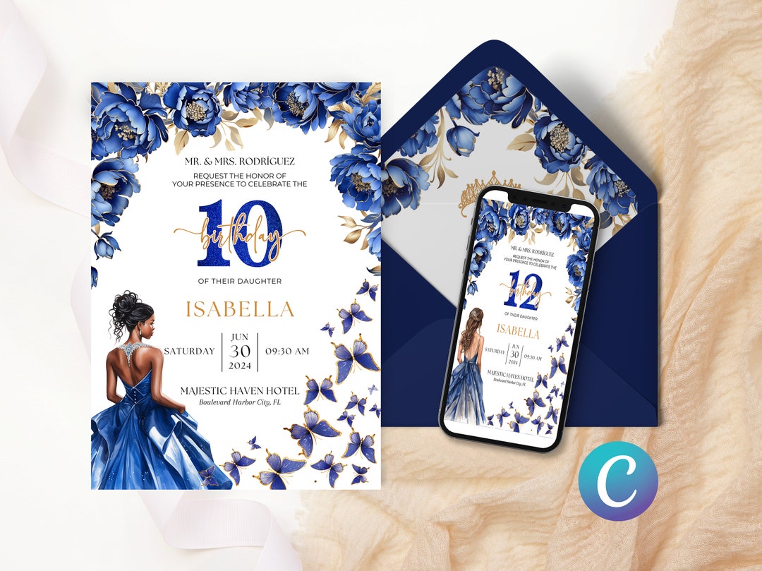 Magical Garden Floral Theme Invitation, Princess Butterfly Birthday ...