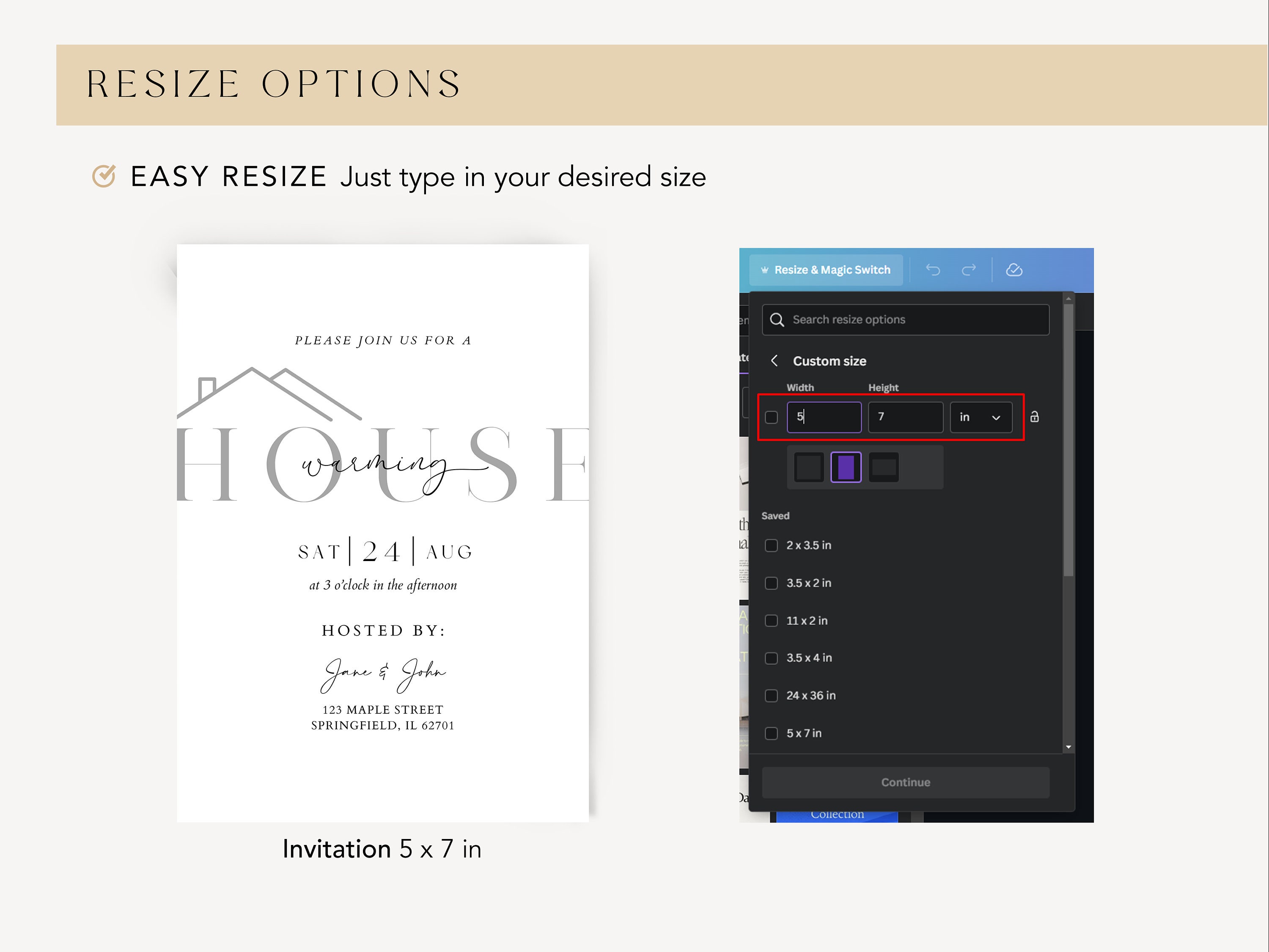 Editable Modern Minimalist Housewarming Invitation Canva Template, New ...