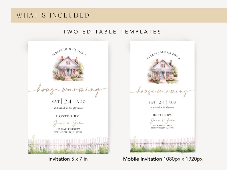 Editable Housewarming Invitation Canva Template, Minimalist New Home ...