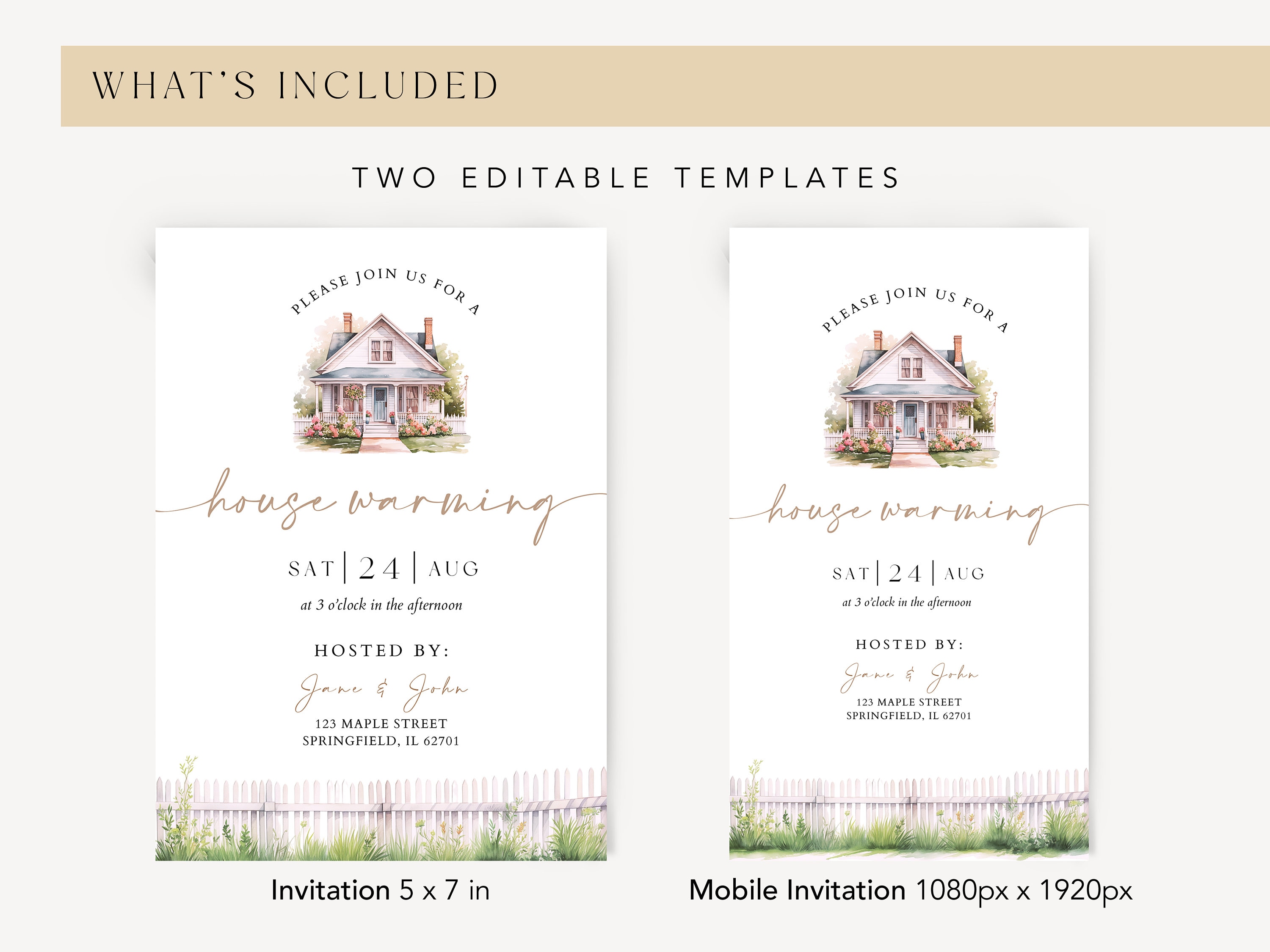 Editable Housewarming Invitation Canva Template, Minimalist New Home ...