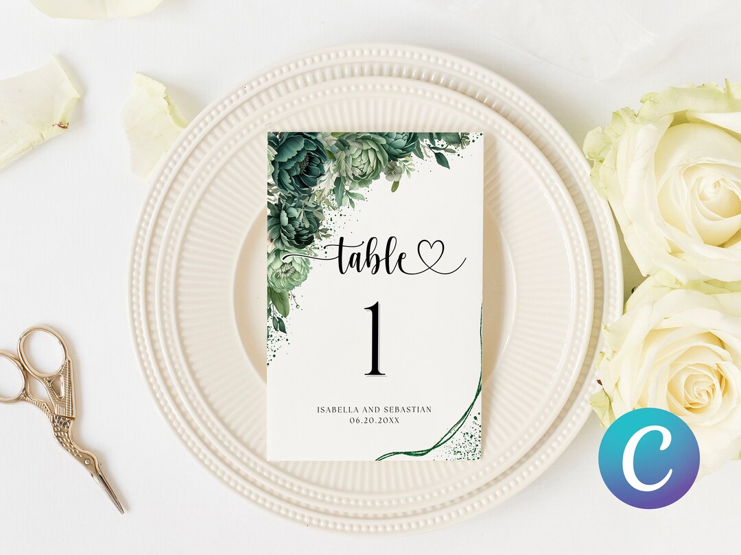 Emerald Green Wedding Large Table Numbers, Moss Green Flowers Peonies ...