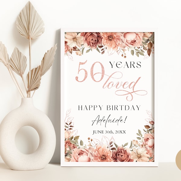 80th Birthday Welcome Sign Template for Mother Grandma, Pink Burgundy ...