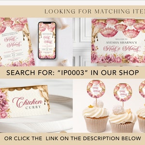 Mehndi Invitation Pink Gold Floral Editable Canva Template for Indian ...