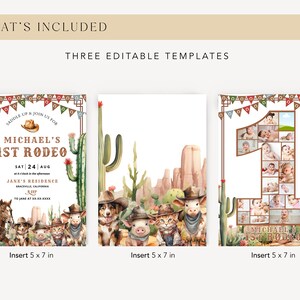 Editable My First Rodeo Birthday Invitation Canva Template With Photo ...