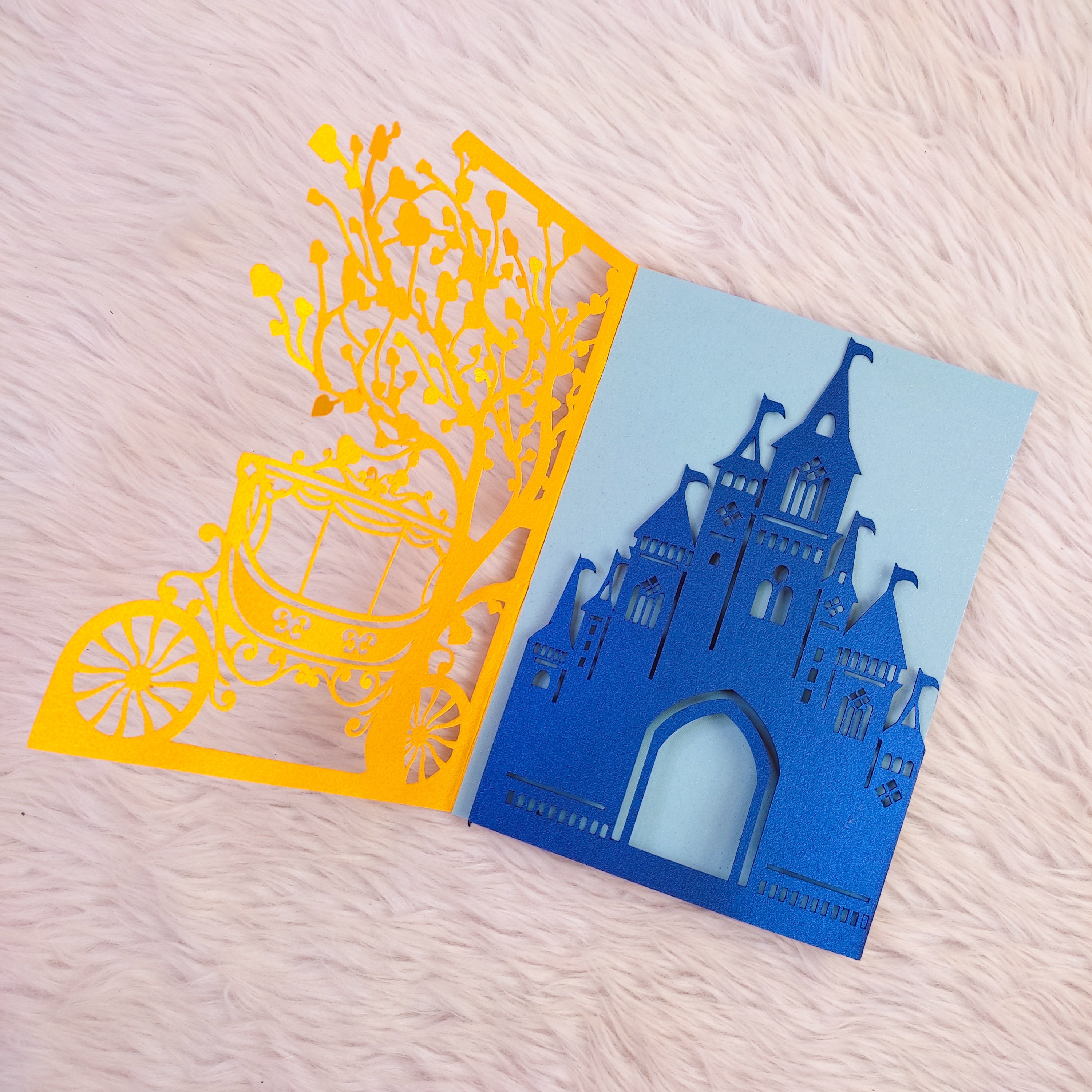 Fairy Tale Castle Carriage Princess Laser Cut Invitation Template Magic ...