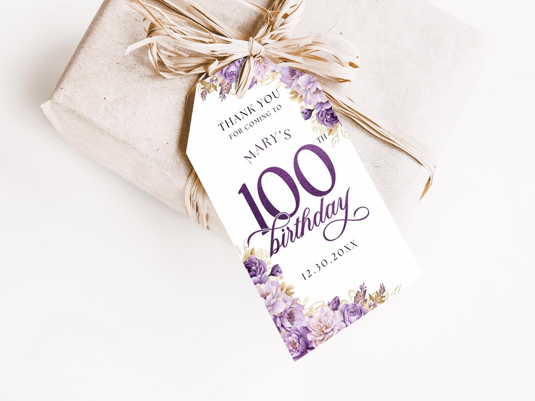 100th Thank You for Coming Tag Template for Mother Grandma, Lilac ...