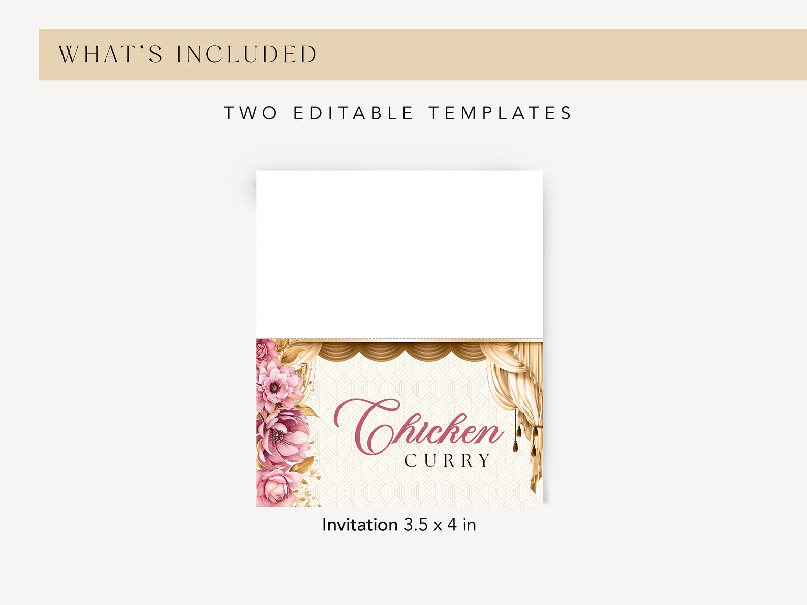 Mehndi Pink Gold Editable Food Label Canva Template for Indian Wedding ...