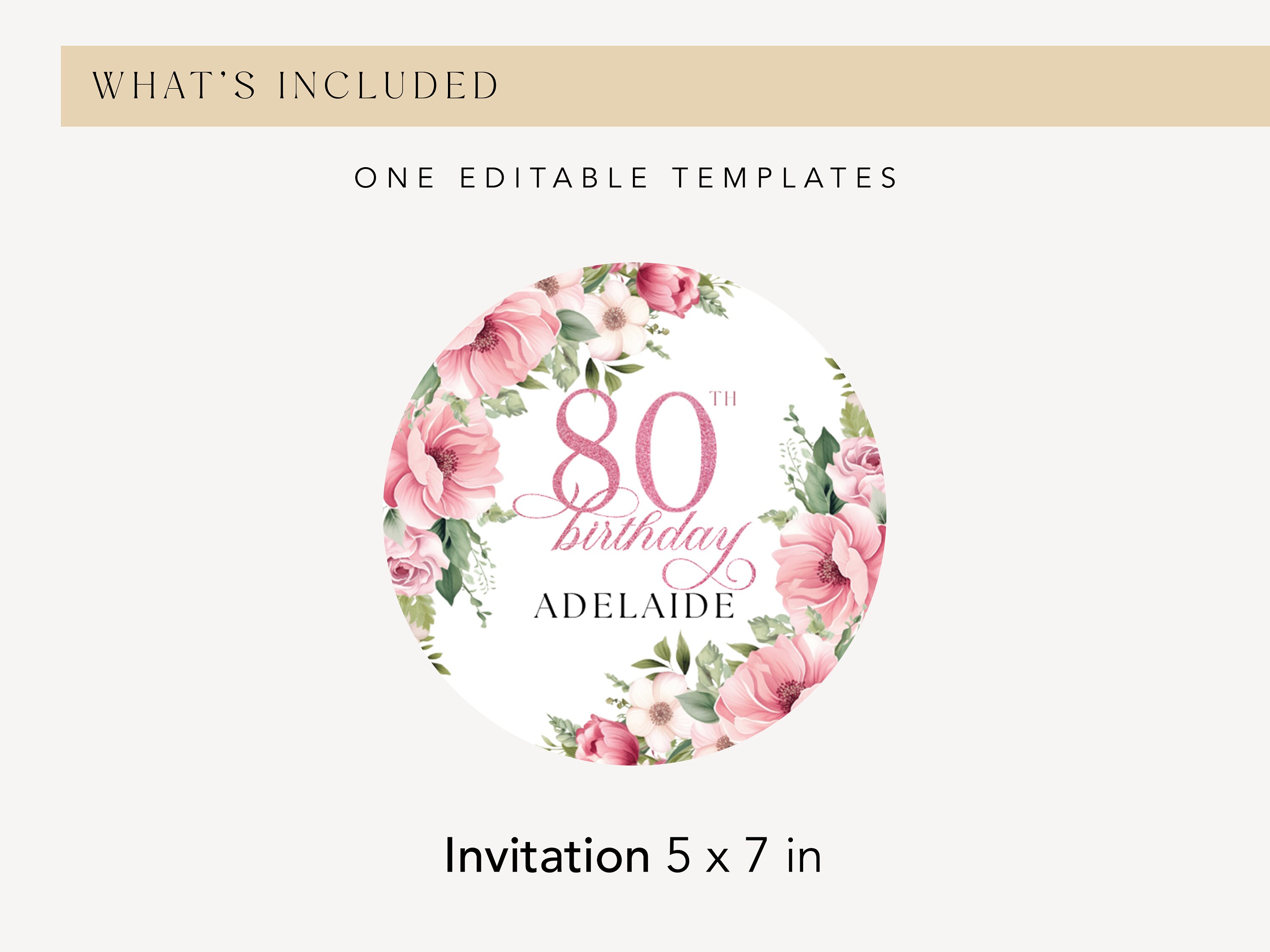 80th Birthday Cupcake Cake Topper Canva Template for Mother Grandma ...