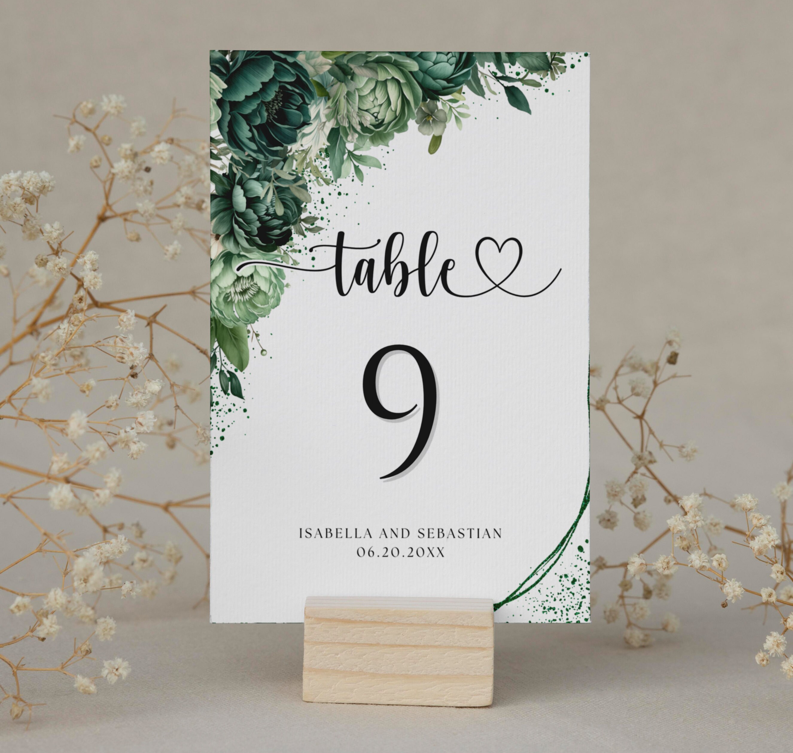 Emerald Green Wedding Large Table Numbers, Moss Green Flowers Peonies ...