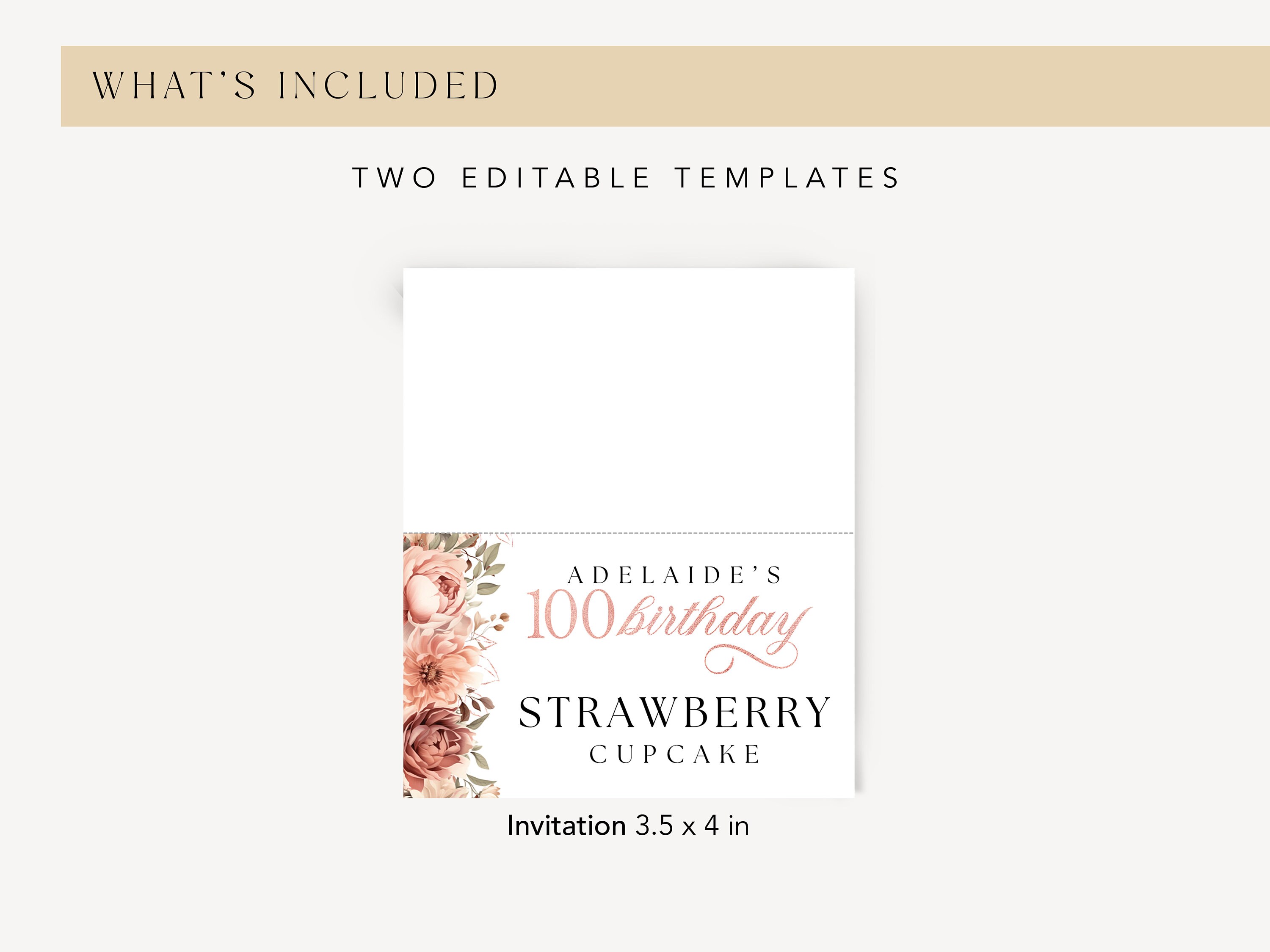 100th Birthday Food Label Canva Template for Mother Grandma, Elegant ...