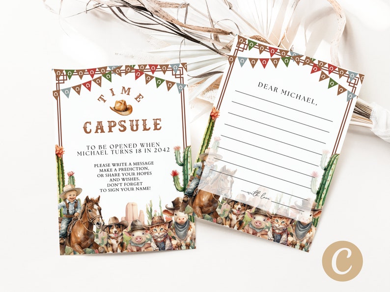 Editable My First Rodeo Birthday Time Capsule Canva Template, Wild West ...