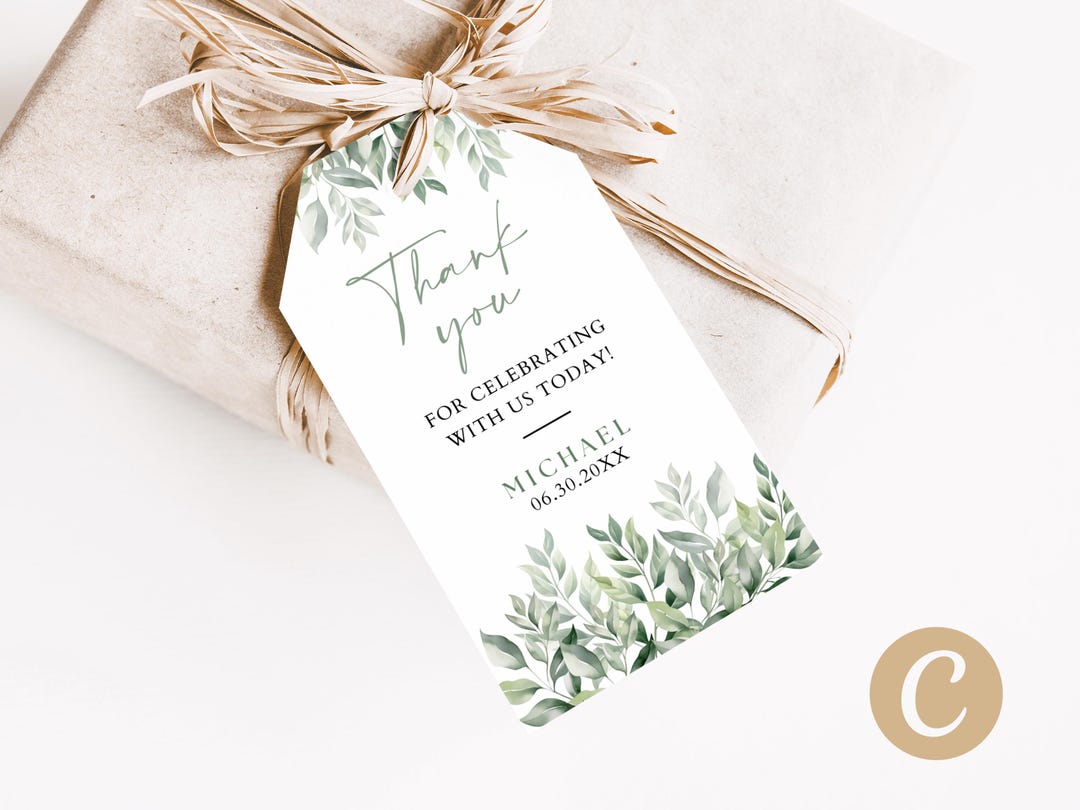 LDS Baptism Thank You Tag for Boy Girl Canva Template, Greenery Latter ...
