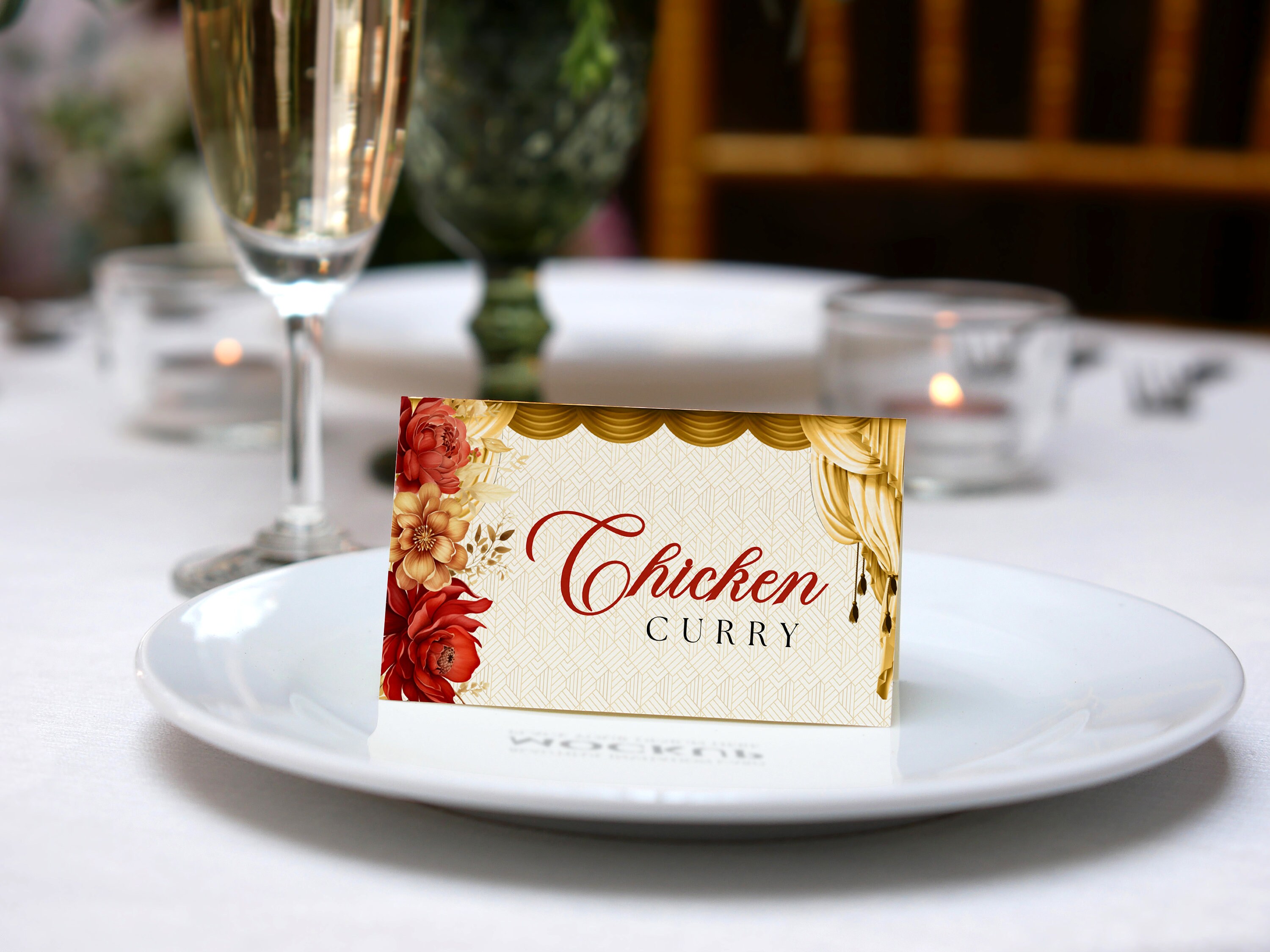 Mehndi Red Gold Editable Food Label Canva Template for Indian Wedding ...