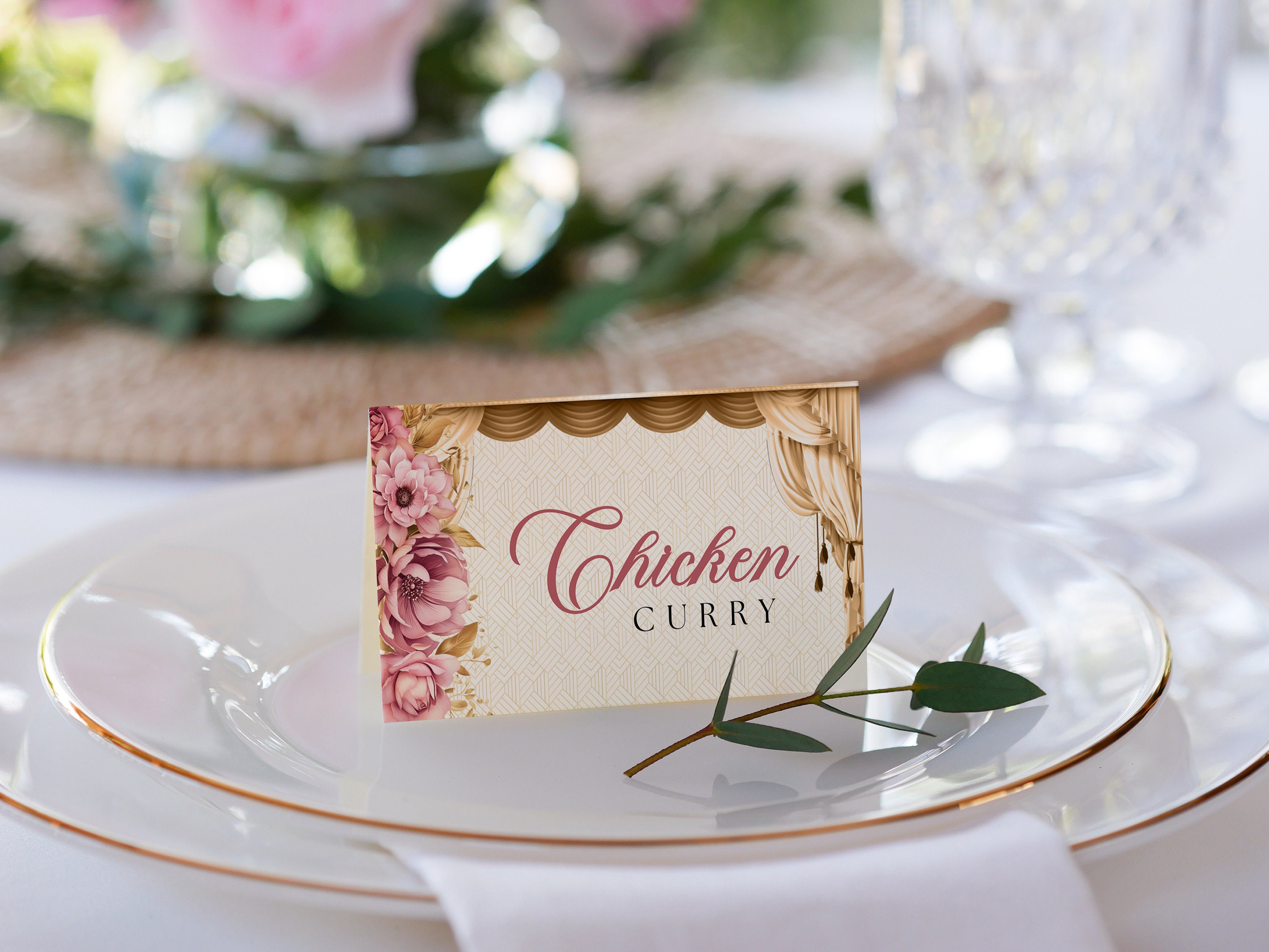 Mehndi Pink Gold Editable Food Label Canva Template for Indian Wedding ...