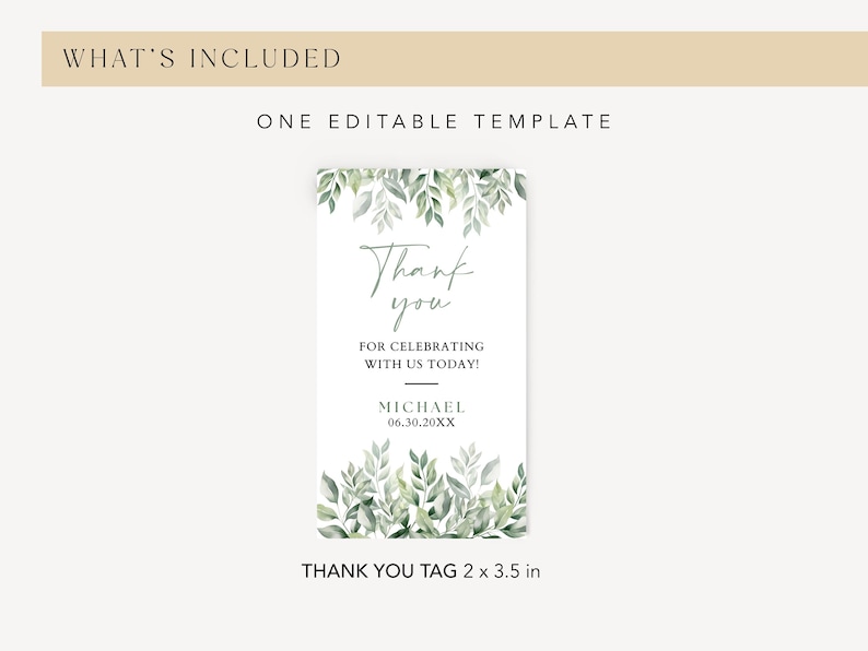 LDS Baptism Thank You Tag for Boy Girl Canva Template, Greenery Latter ...