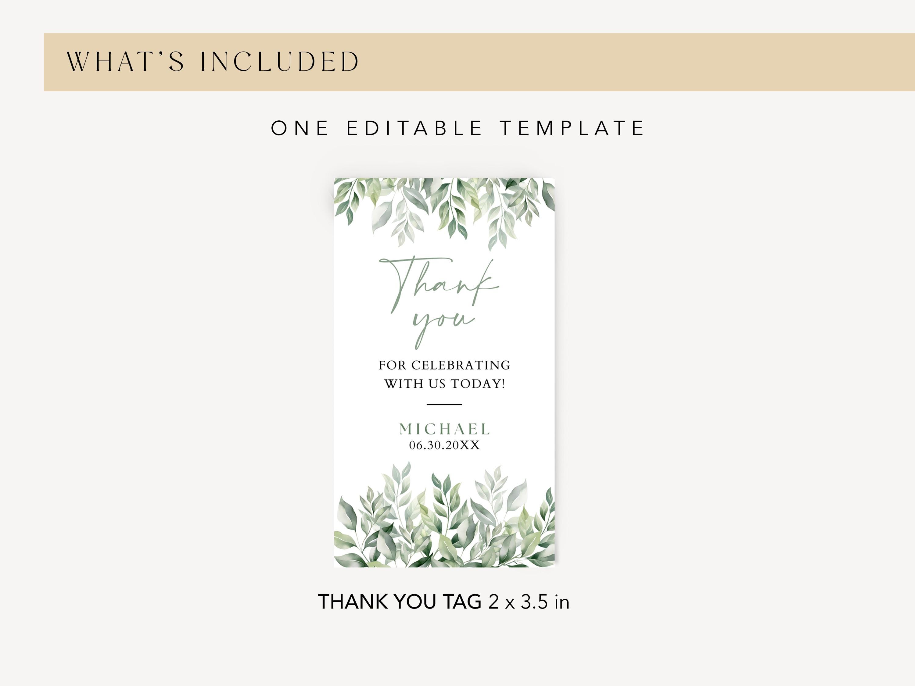 LDS Baptism Thank You Tag for Boy Girl Canva Template, Greenery Latter ...