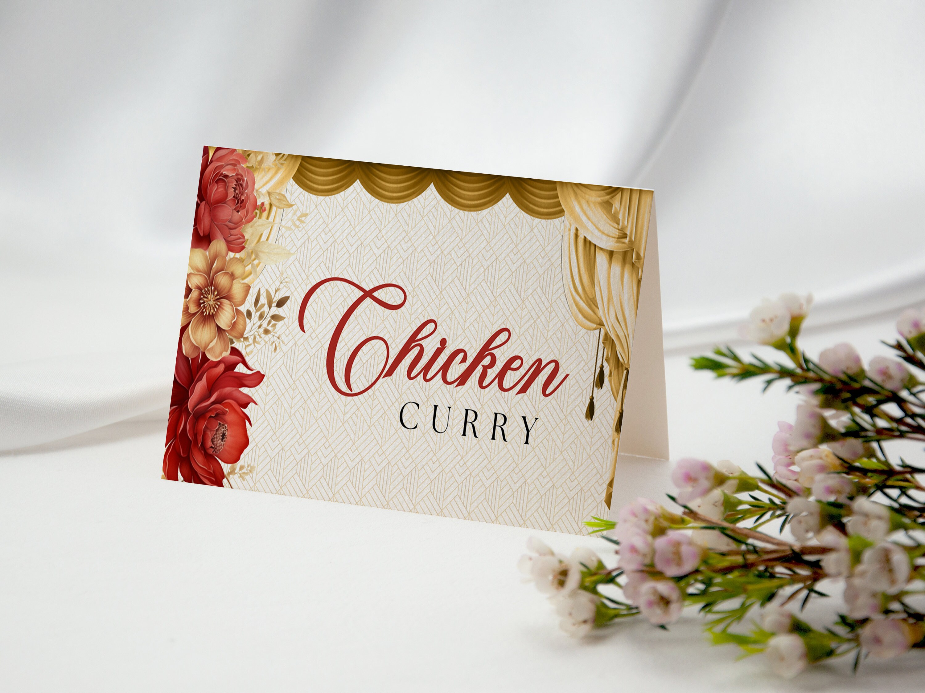 Mehndi Red Gold Editable Food Label Canva Template for Indian Wedding ...